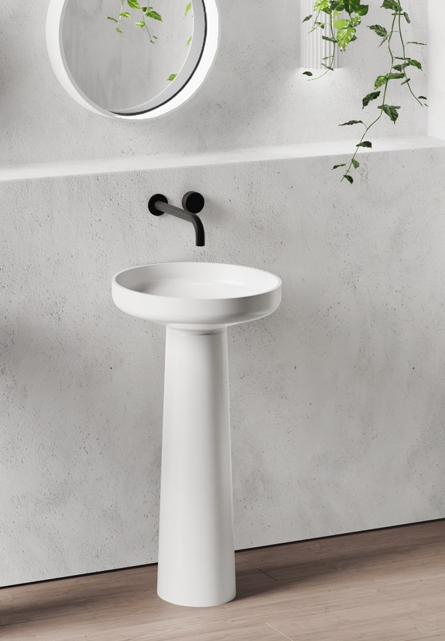 Venice 450 Basin and Pedestal Solid Surface | Premium Bathroomware ...